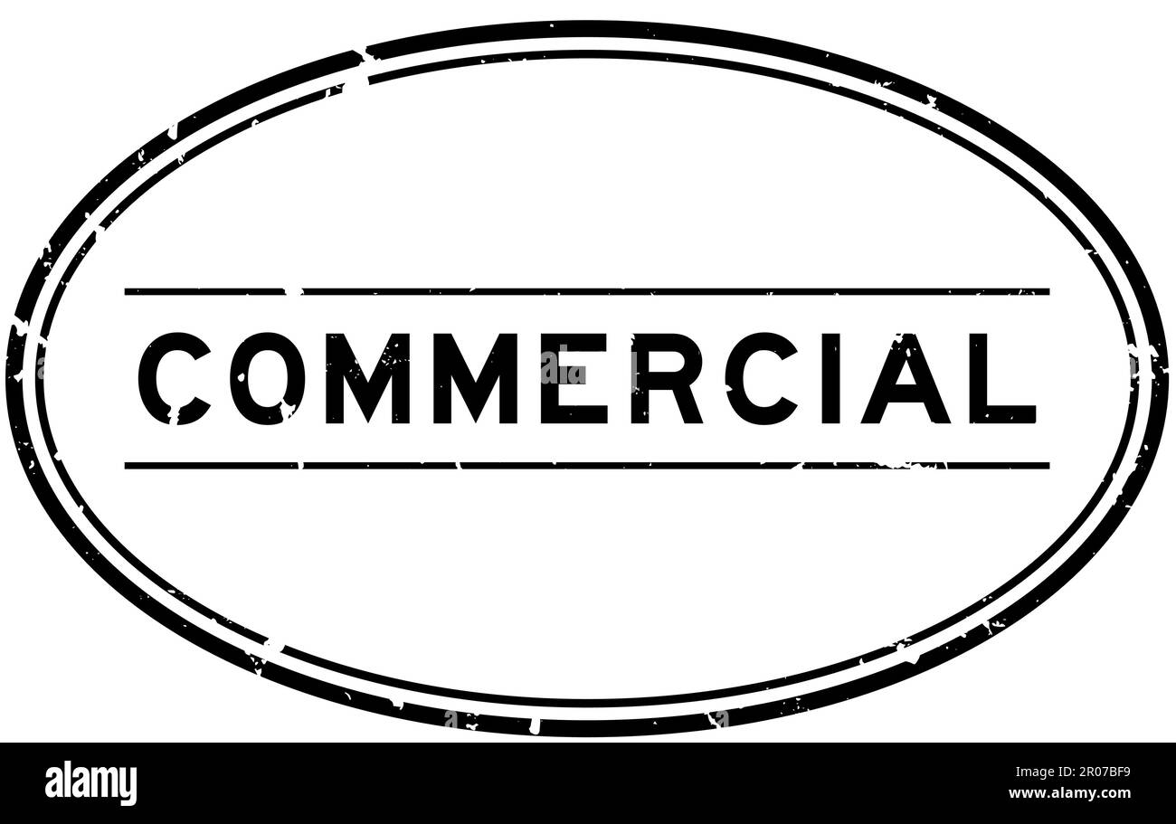 Grunge black commercial word oval rubber stamp in white background ...