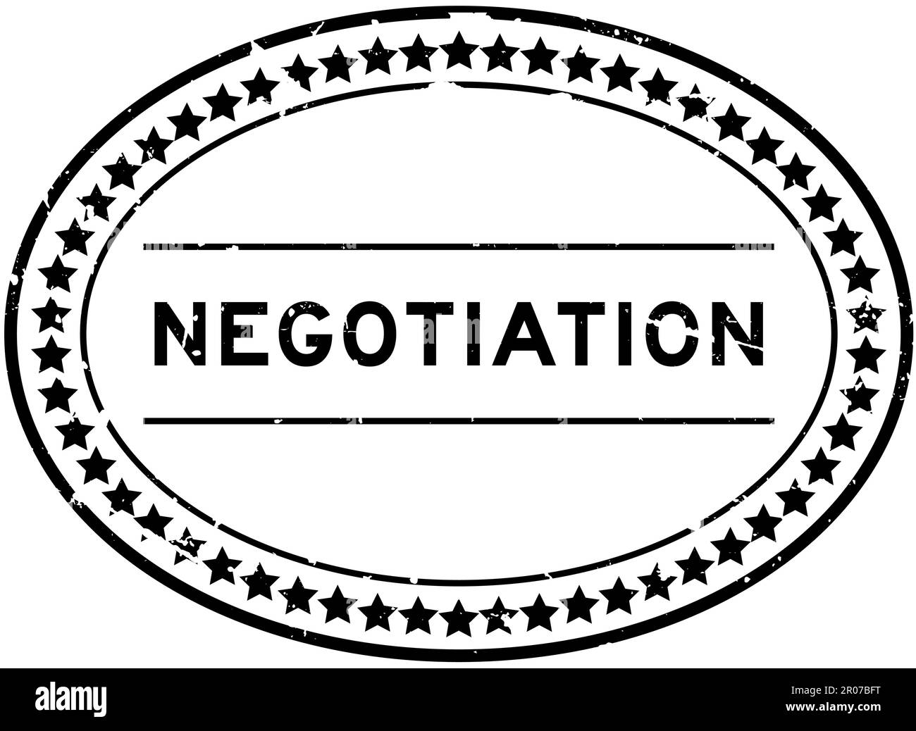 Grunge black negotiation word oval rubber seal stamp on white ...