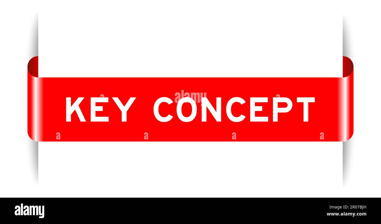 Red color inserted label banner with word key concept on white ...