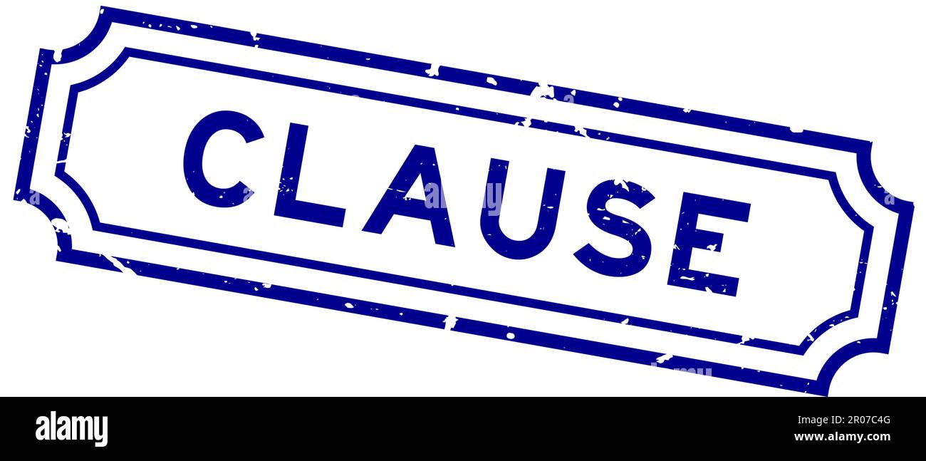 Grunge blue clause word rubber seal stamp on white background Stock ...