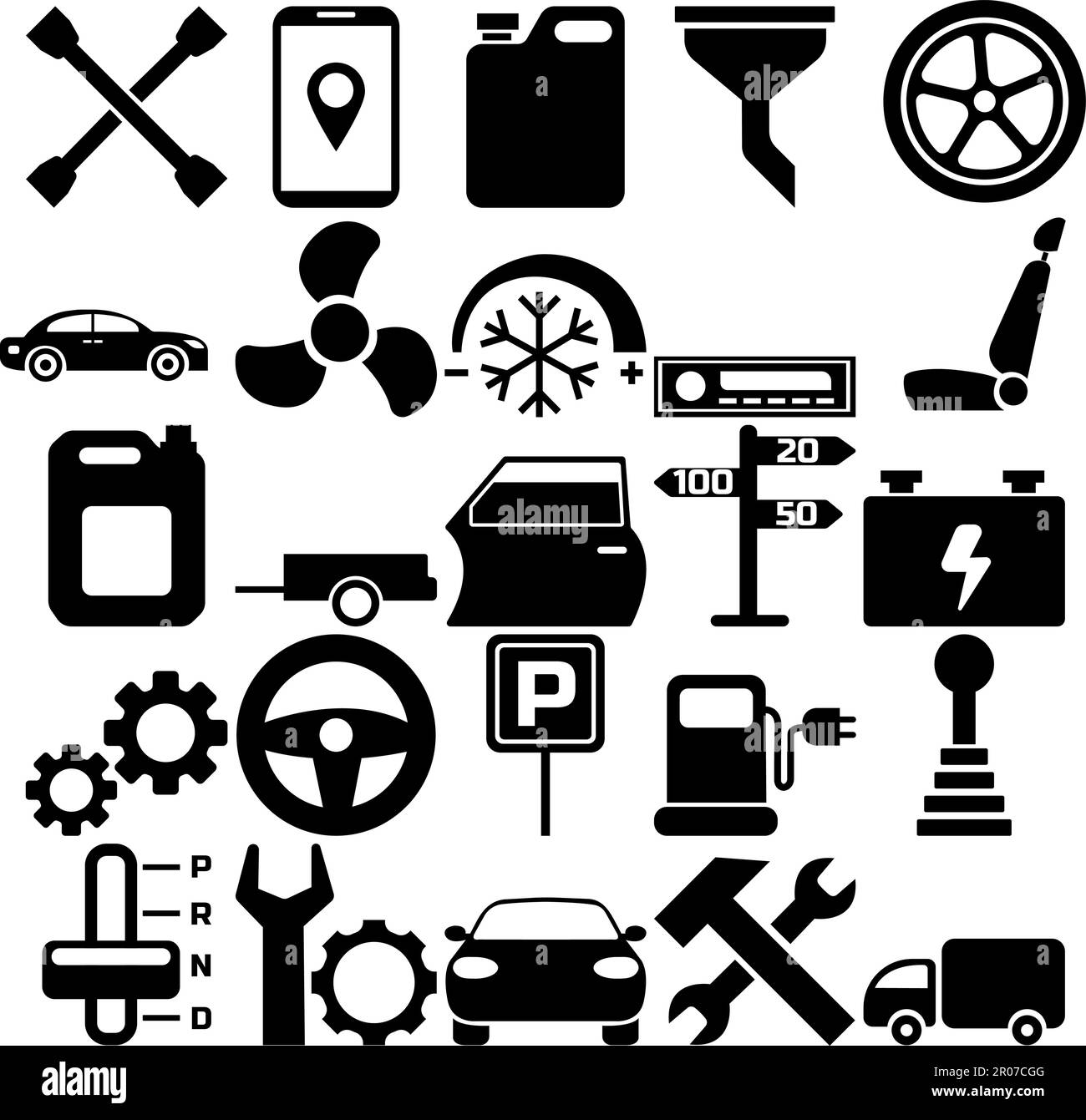 Set vector line icons with open path car service, auto repair and ...