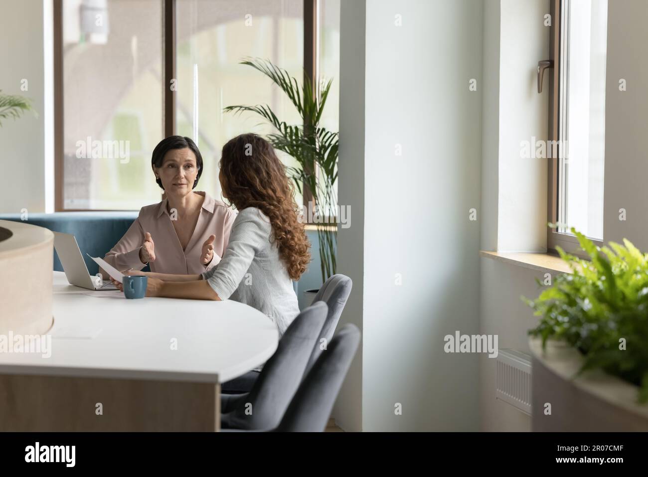 Manager makes commercial offer, sell services to client during meeting ...
