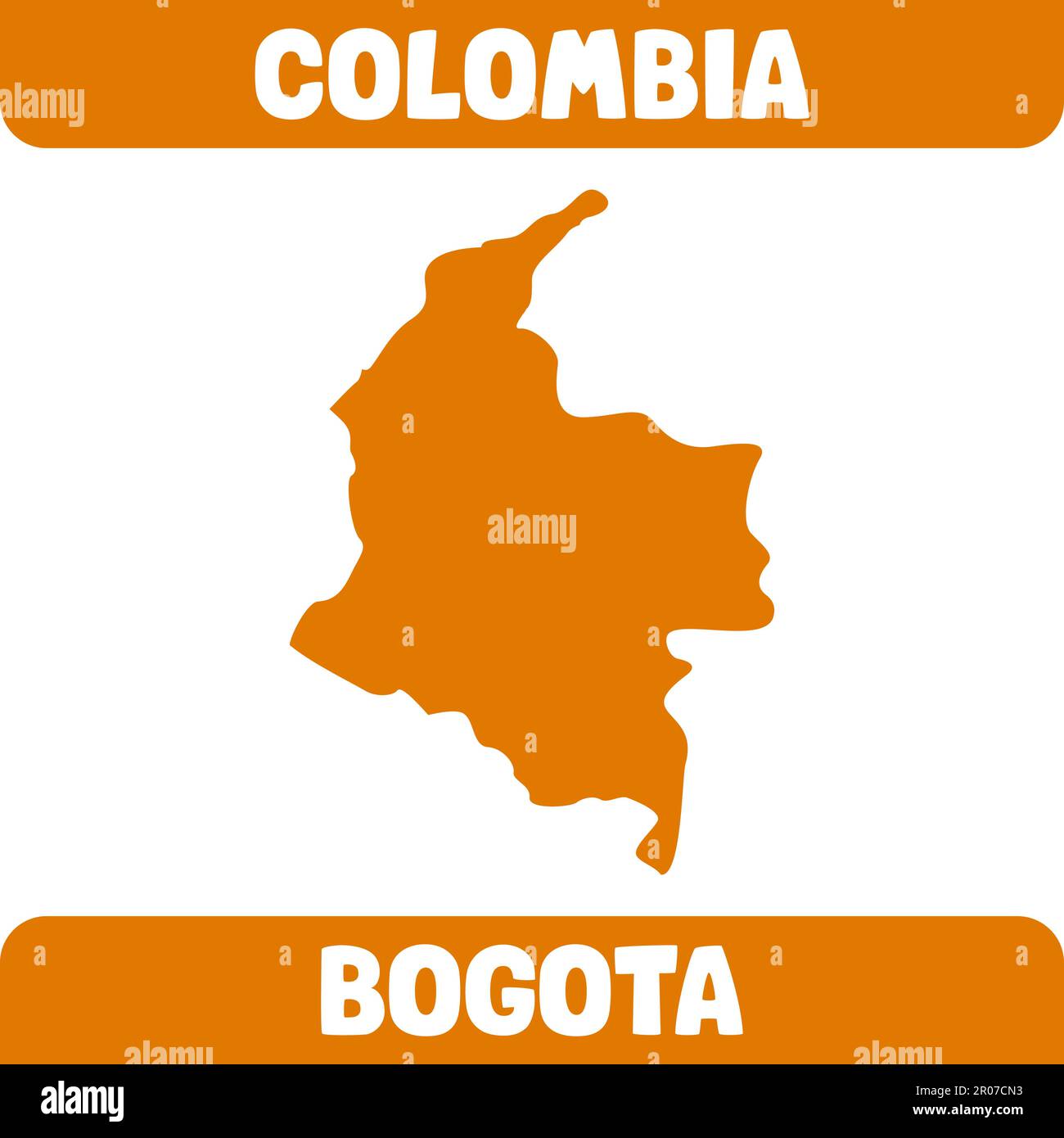 Modern Orange Color High Detailed Border Map Of Colombia Isolated on ...
