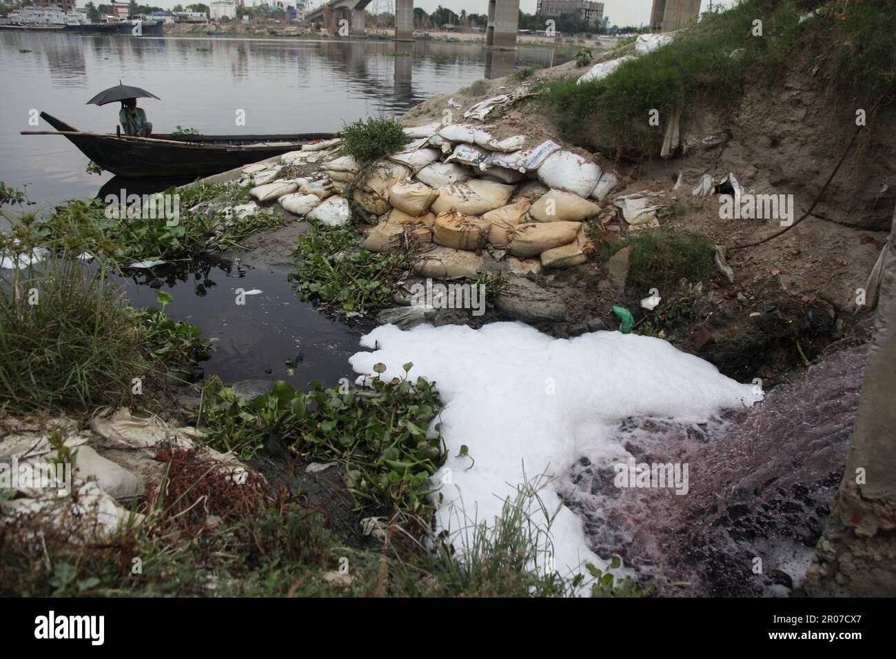 River pollution05-05-2023 dhaka bangladesh shitalakshya river is ...