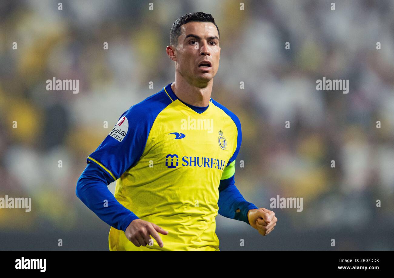 Cristiano Ronaldo of Al-Nassr FC in action against Al-Raed FC during ...