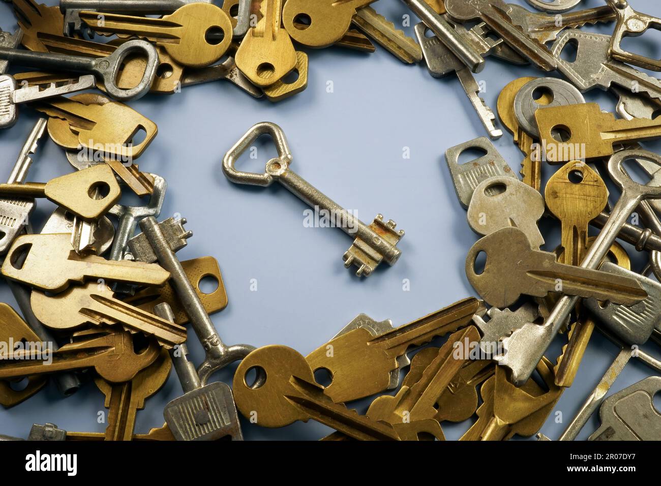 The key is surrounded by others as a symbol of the correct solution to ...