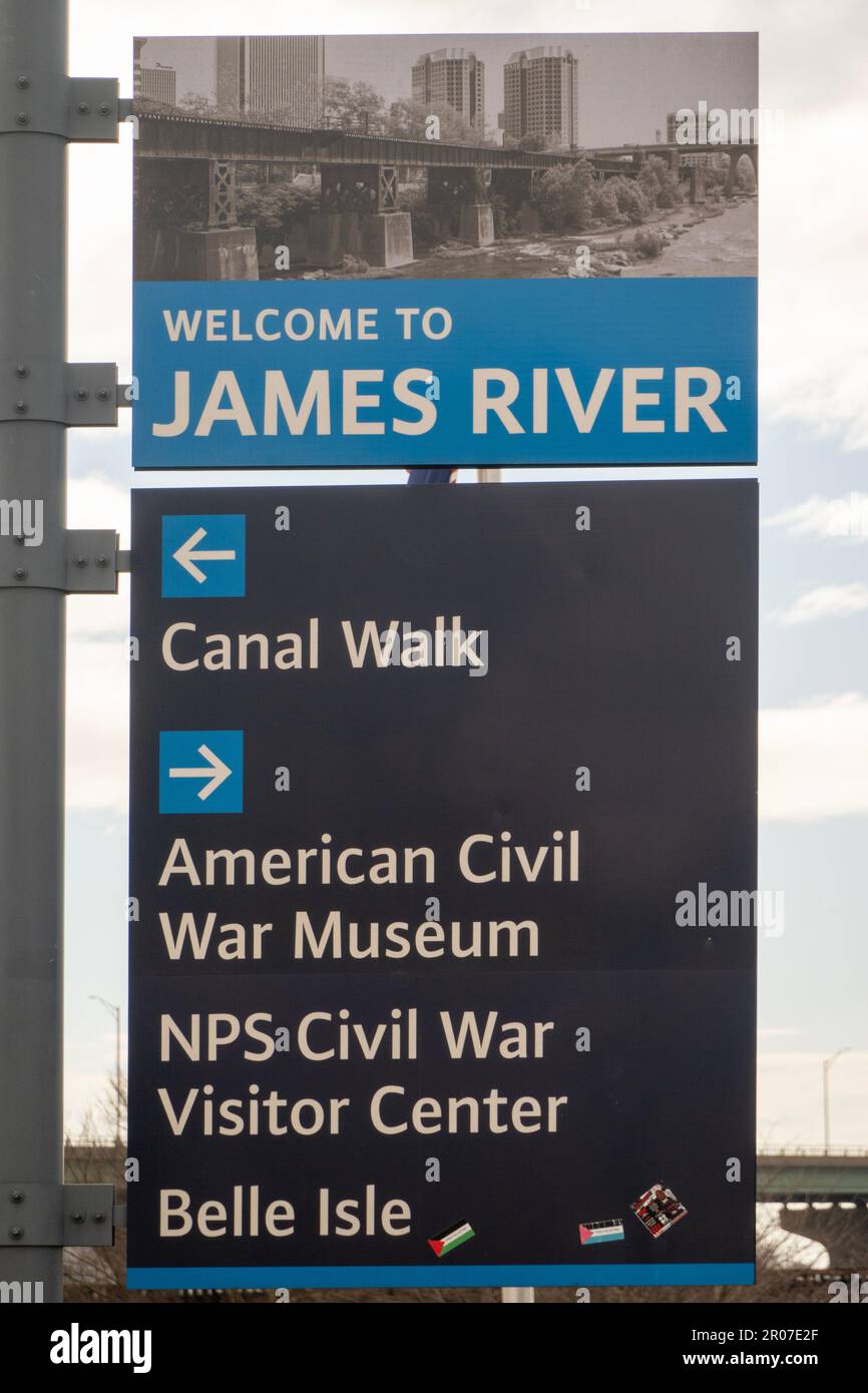 Welcome to the James River sign in downtown Richmond Virginia Stock ...