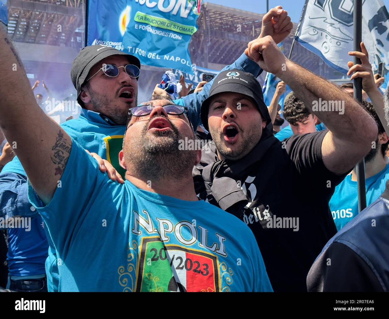May 7, 2023, NAPLES: SSC Napoli's supporters celebrate the victory of ...