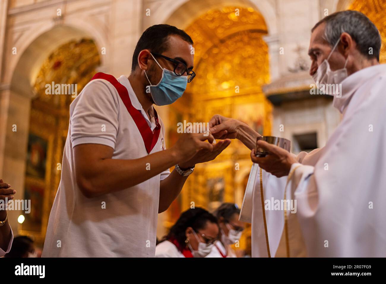 Salvador, Bahia, Brazil - June 16, 2022: Catholic faithful are seen ...