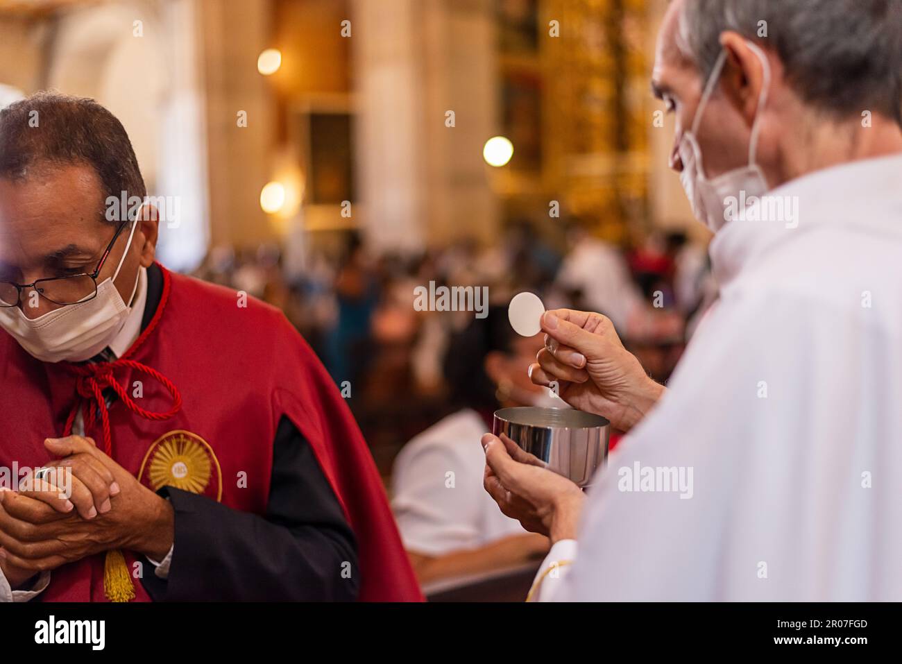 Salvador, Bahia, Brazil - June 16, 2022: Catholic faithful are seen ...