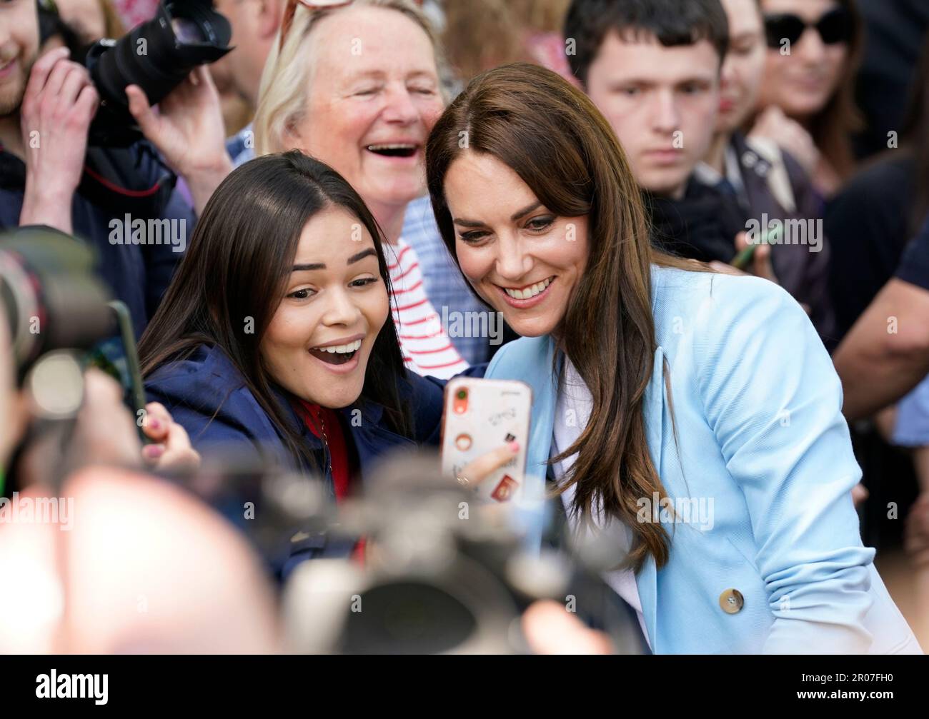 Kate the Princess of Wales poses for a selfie, during a walkabout on ...