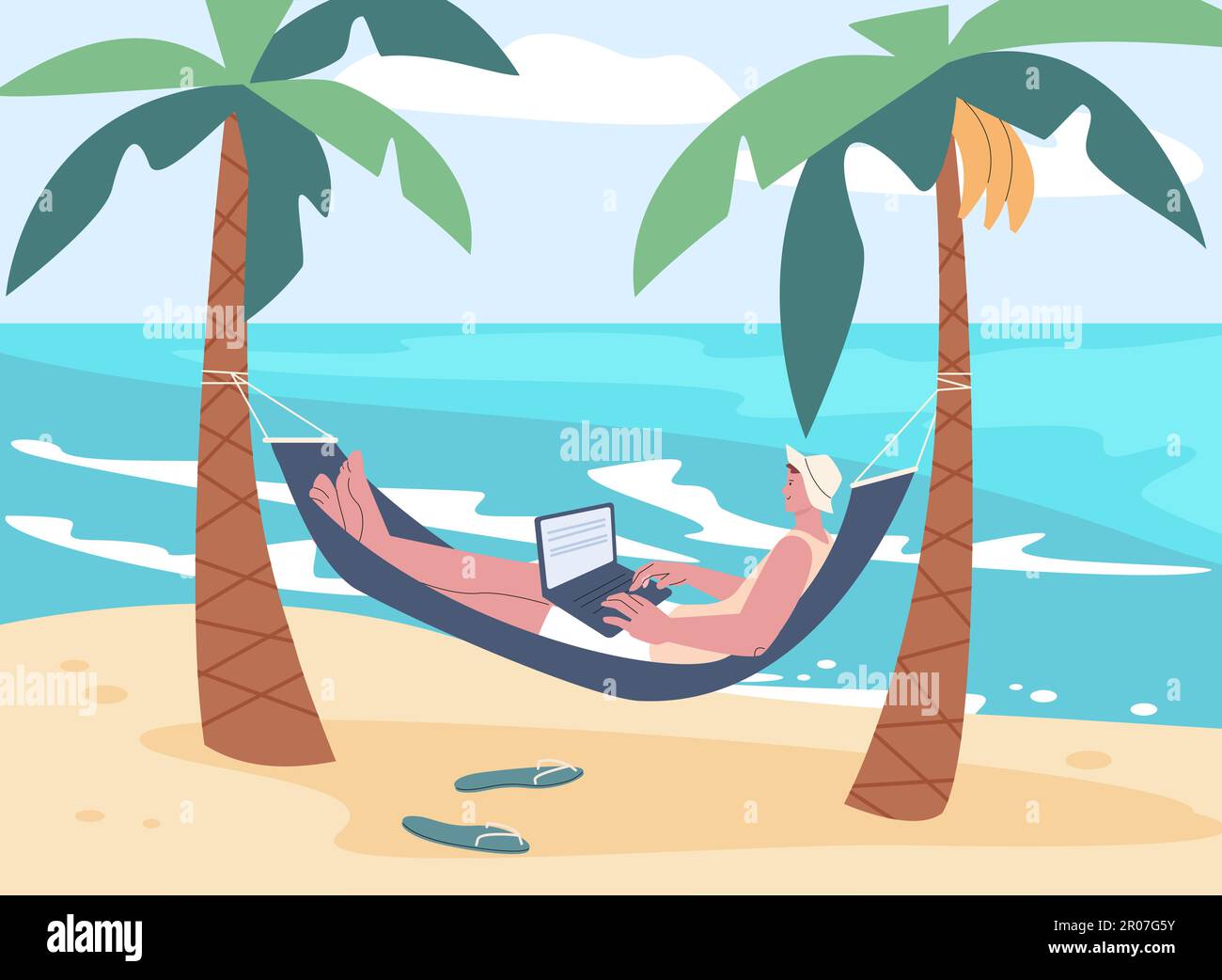 Happy tourist on shore Stock Vector Images - Alamy