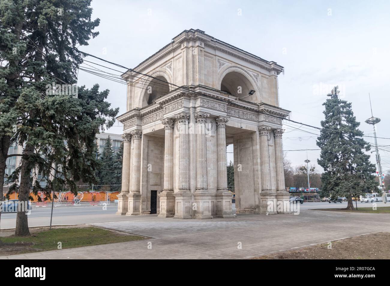 Chisinau, Moldova - March 8, 2023: Triumphal arch in Chisinau. Popular ...