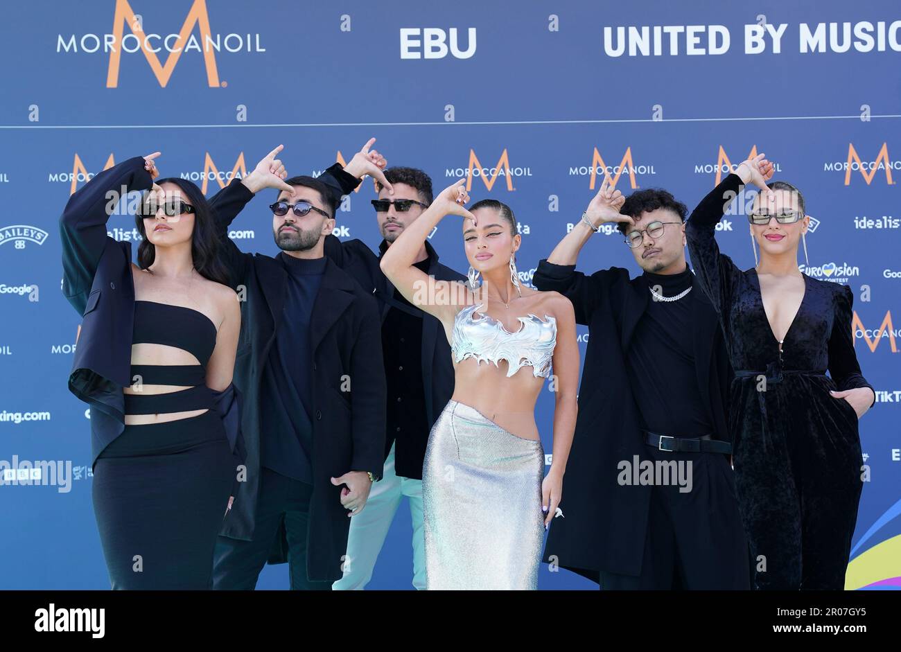Noa Kirel (centre) attending the National Lottery's Big Eurovision ...
