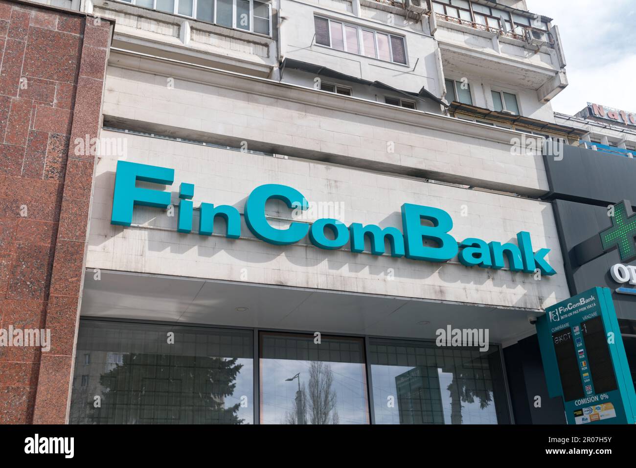 Chisinau, Moldova - March 8, 2023: Logo and sign of FinComBank Stock Photo - Alamy