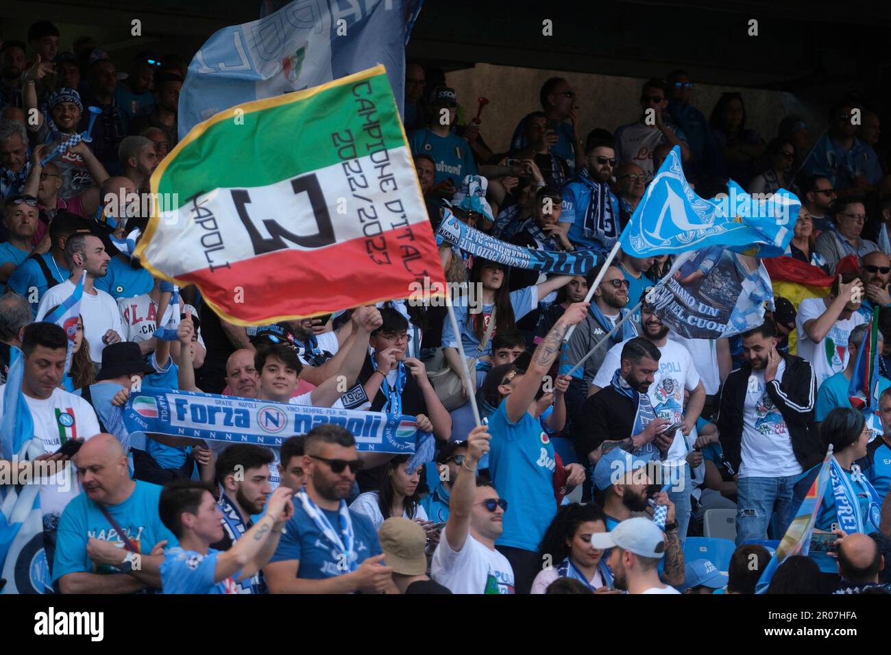 Napoli fans still celebrate clinching the "scudetto" earlier this week ...