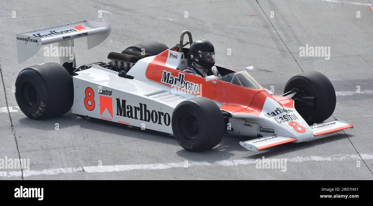 The M30 McLaren at the Long Beach Grand Prix, driven by Alain Prost in ...