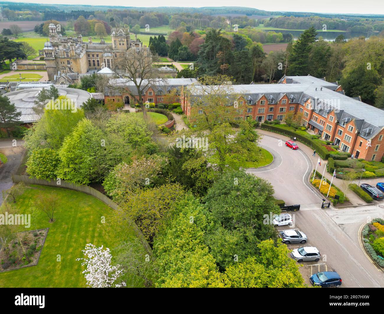 Parked hotel guests cars seen located next to a premier hotel. The ...