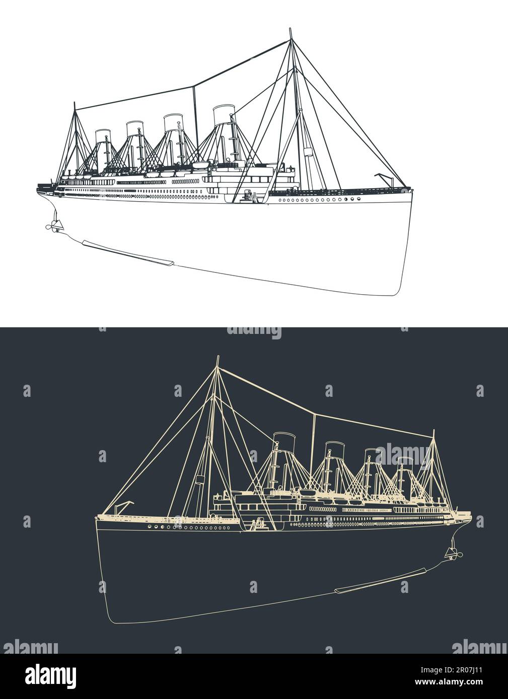 Stylized vector illustration of sketches of Titanic Stock Vector Image ...