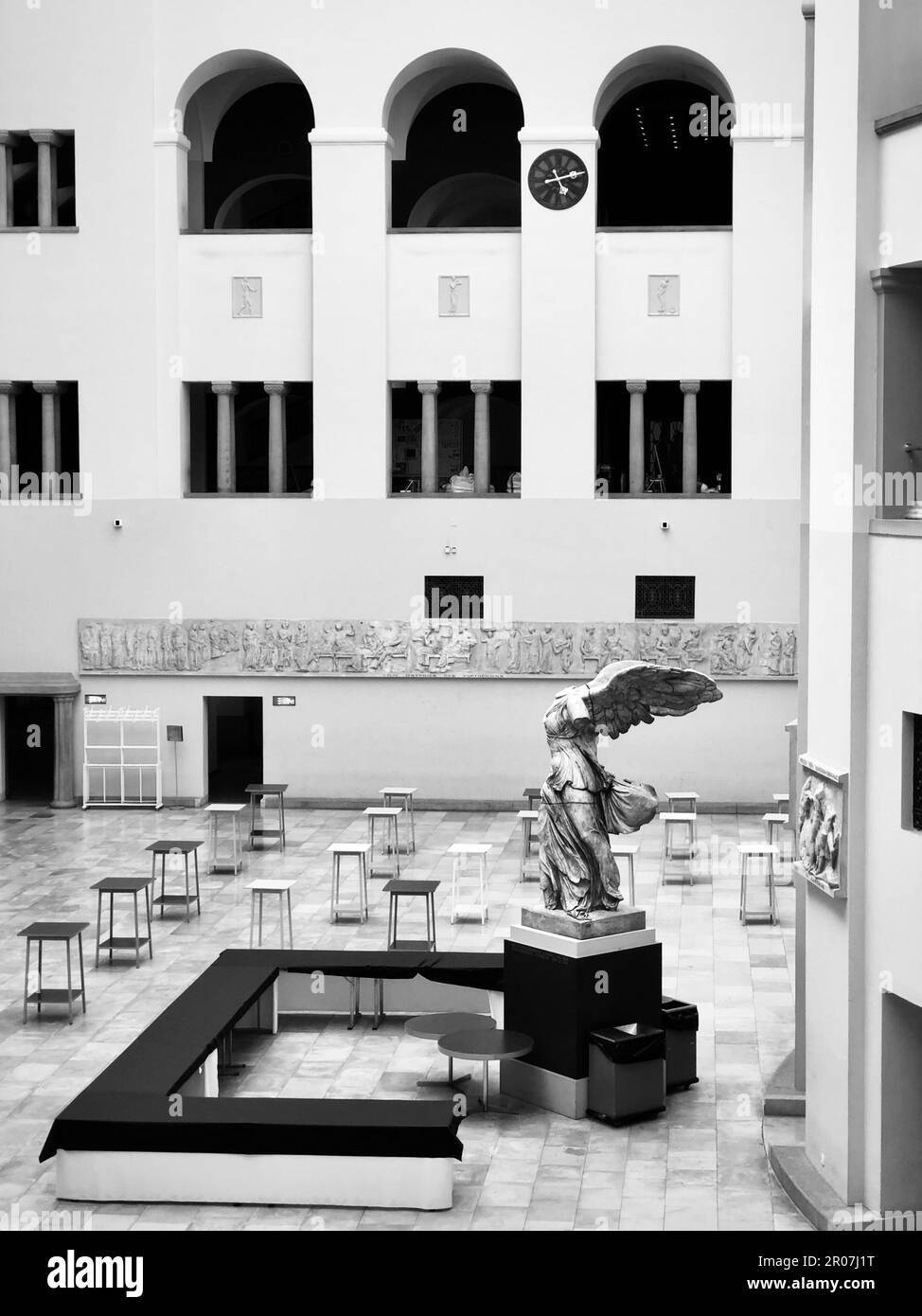 A beautiful white statue of a figure Inside the University of Zurich ...