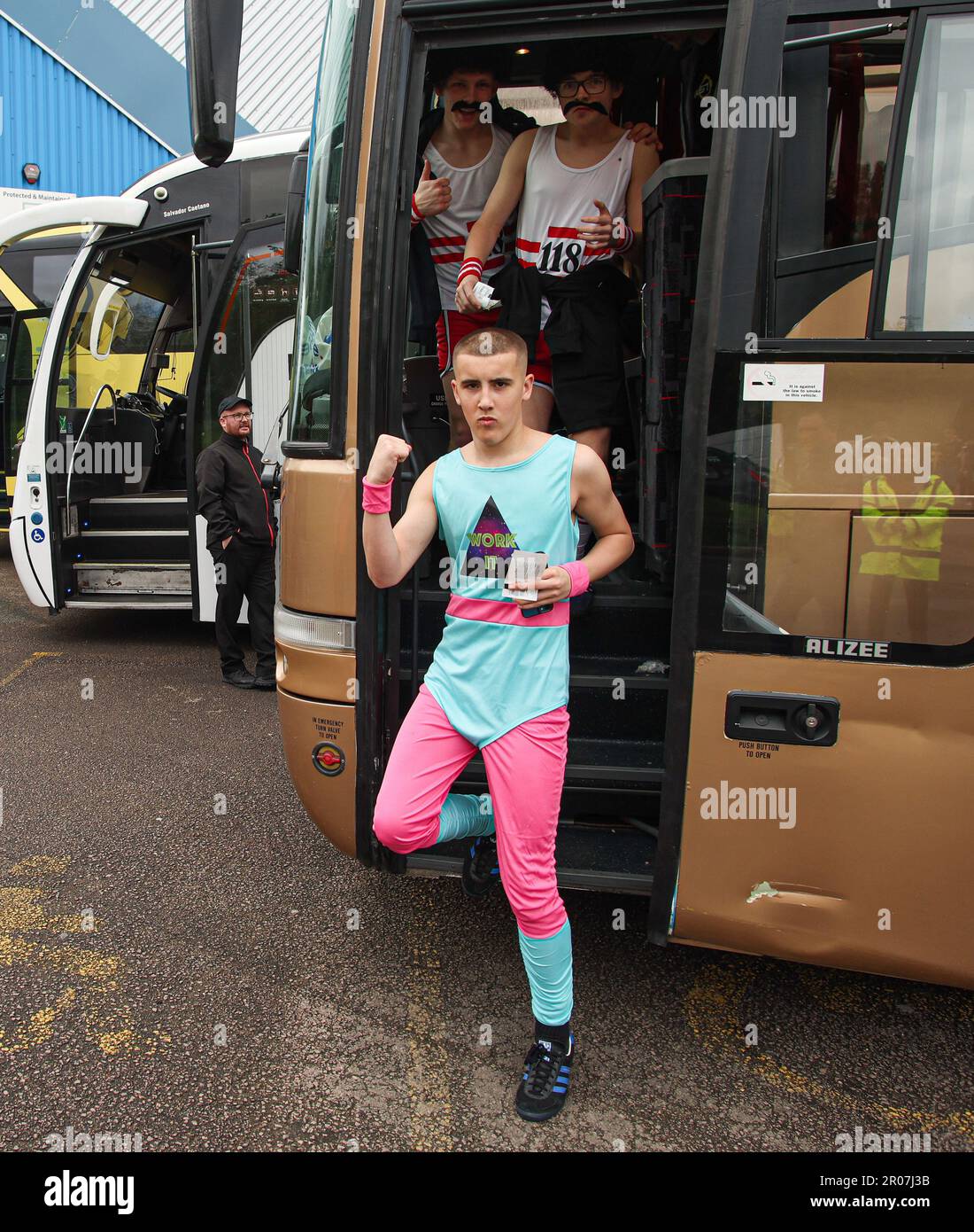 An Accrington Stanley supporter in fancy dress arrives for the Sky Bet ...