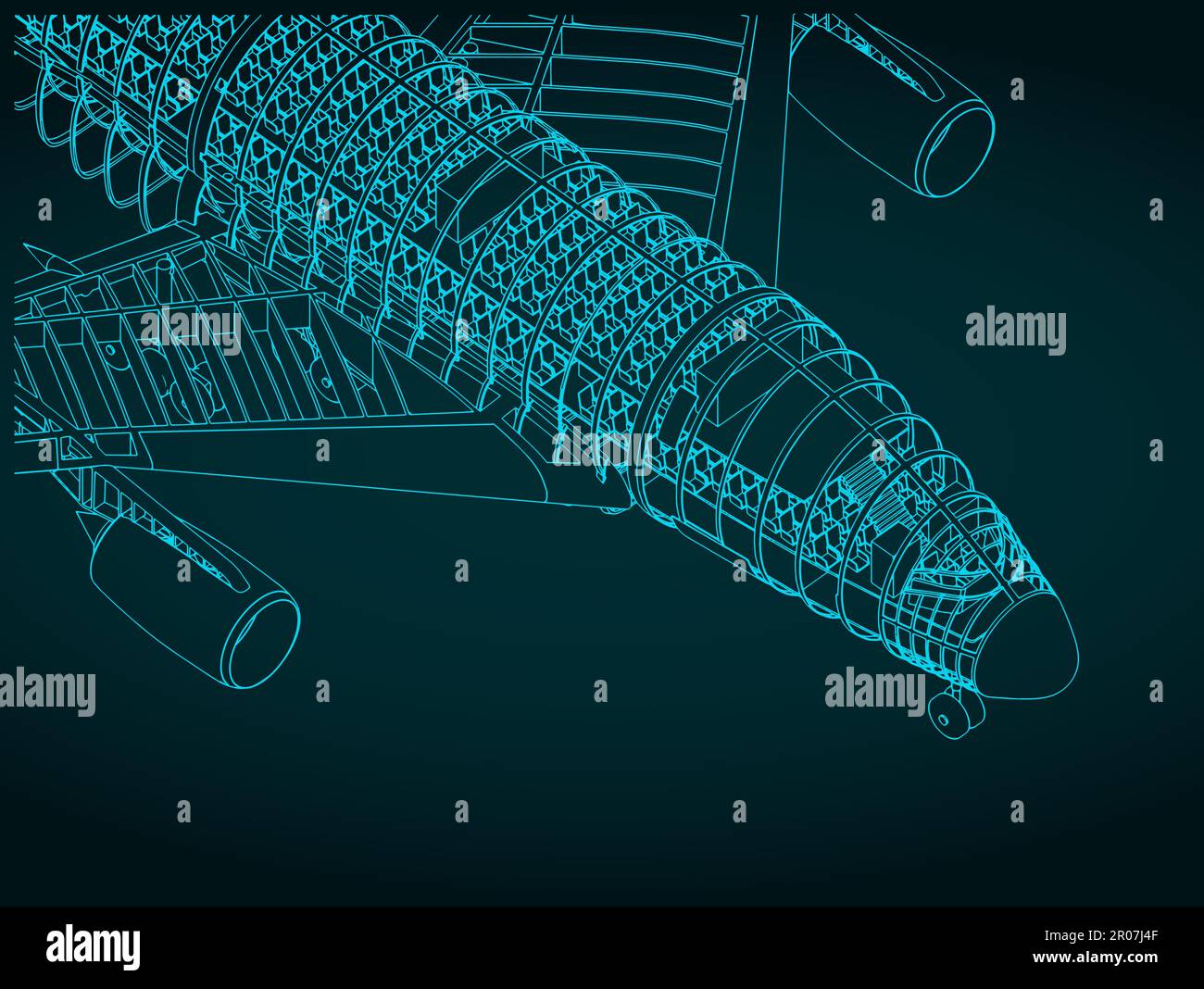 Stylized vector illustration of isometric blueprint of passenger aircraft Stock Vector Image ...