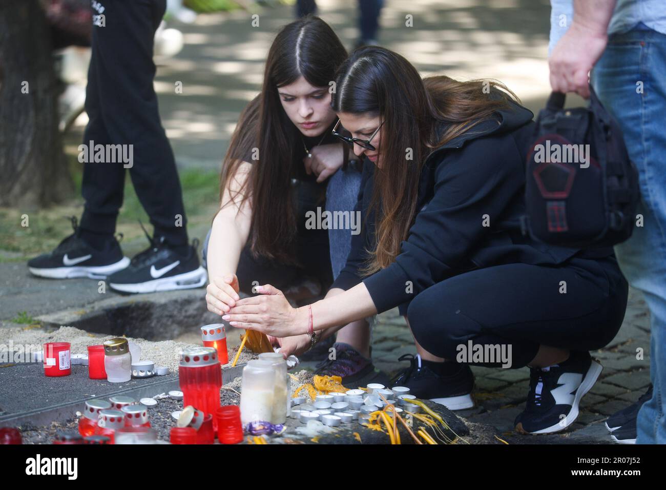 Citizens in front of the "Vladislav Ribnikar" elementary school, where ...