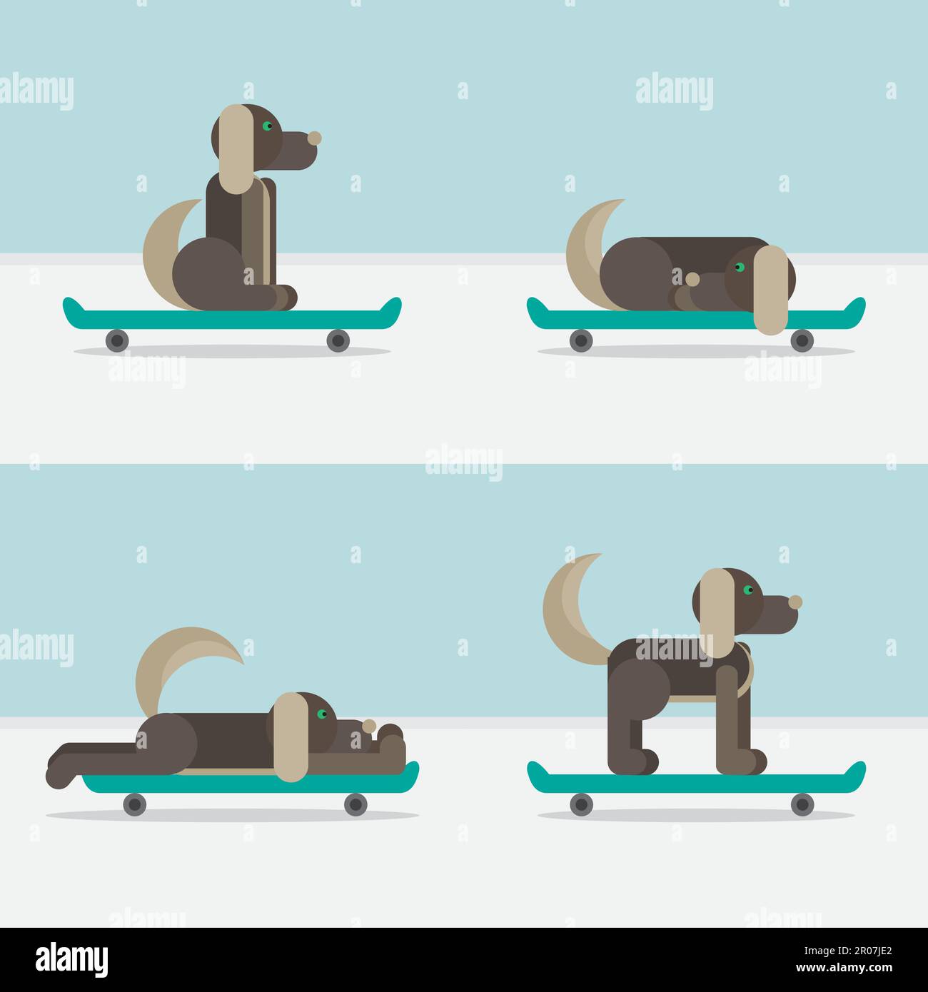 Dog sitting on a skateboard. Vet symbol. Delivery icon. Vector Stock ...