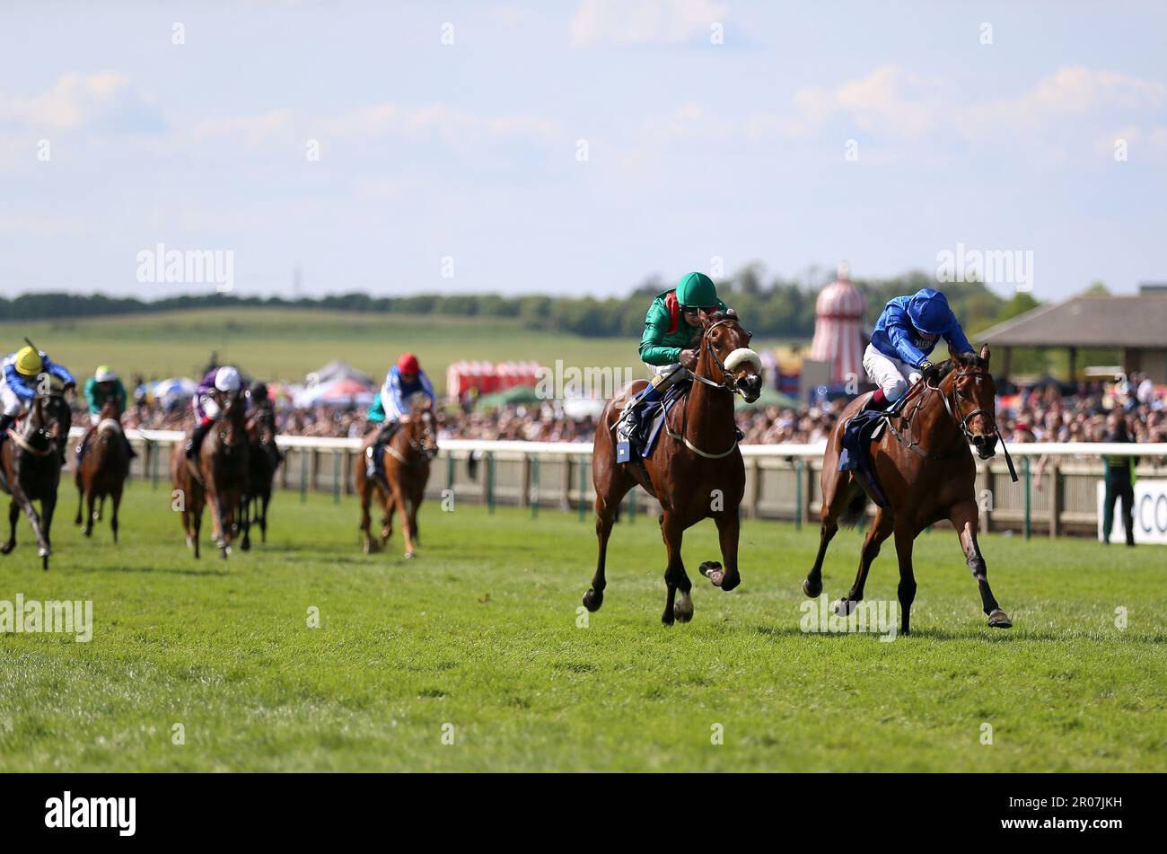 Mawj and Oisin Murphy (right) coming home to win the Qipco 1000 Guineas ...