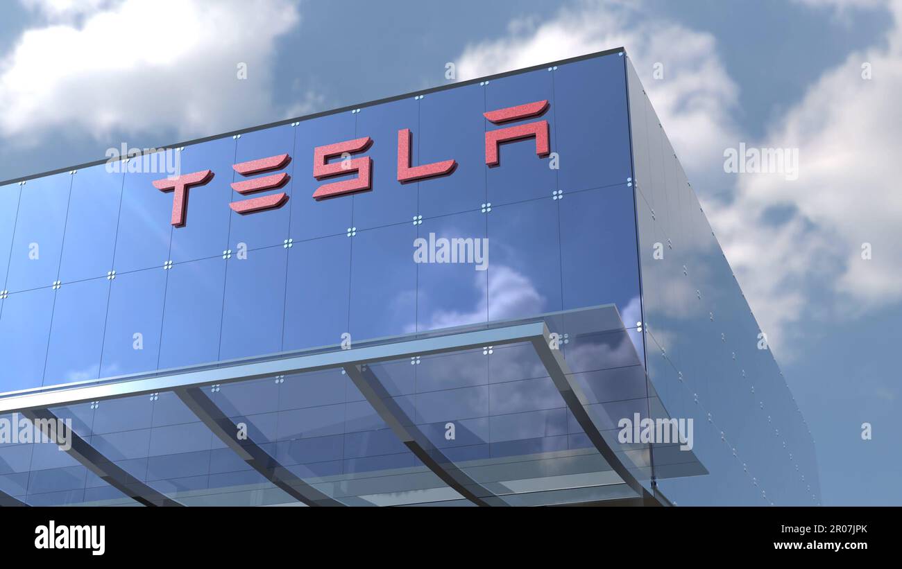 Tesla This 4K only editorial footage showcases a modern corporate ...