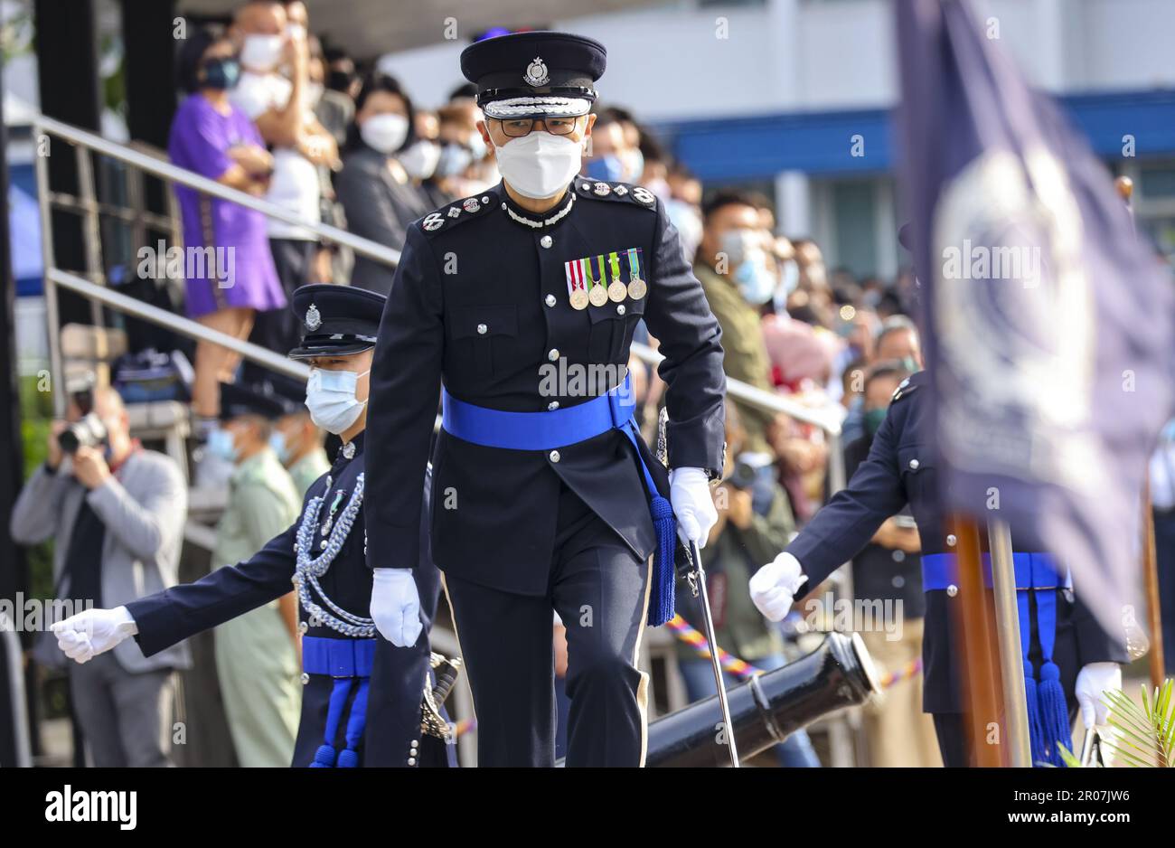 Hong Kong Police college passing out parade, inspection by Raymond Siu ...