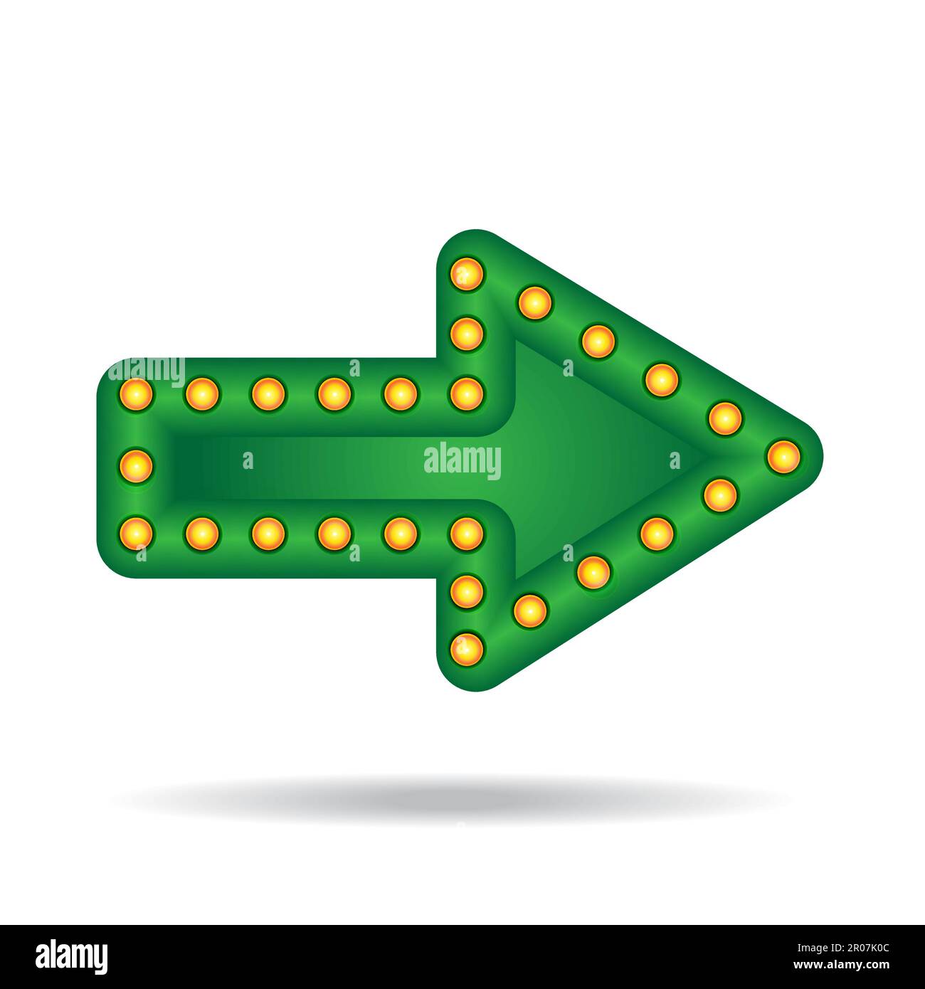 Electronic glowing neon arrow with lamps. Bar, party or holiday pointer ...