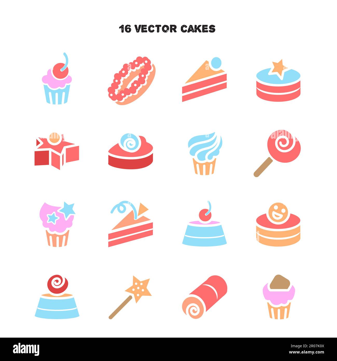 Collection of bakery and cake icons. Candy, sweet set. Vector Stock ...