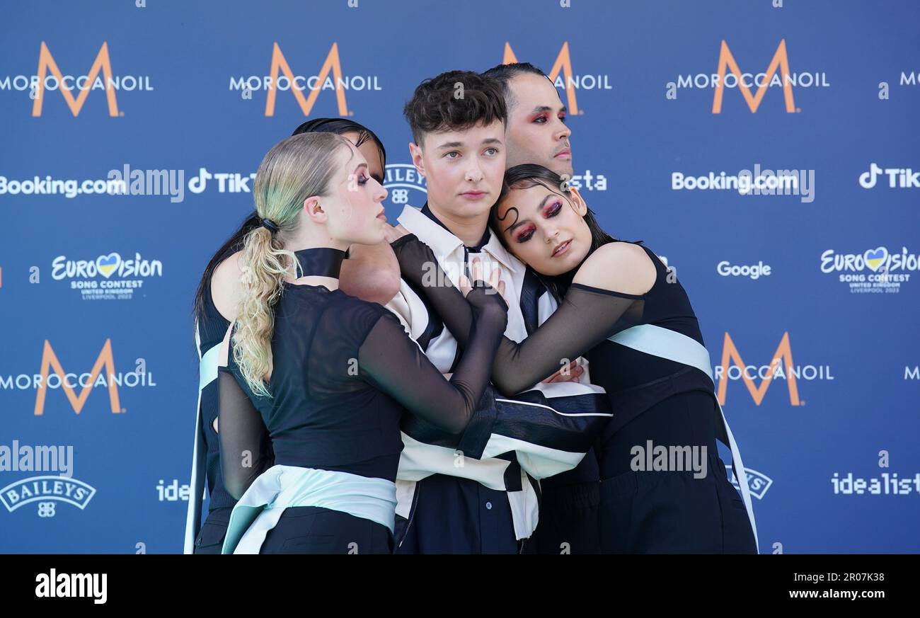 Remo Forrer (centre) attending the National Lottery's Big Eurovision ...