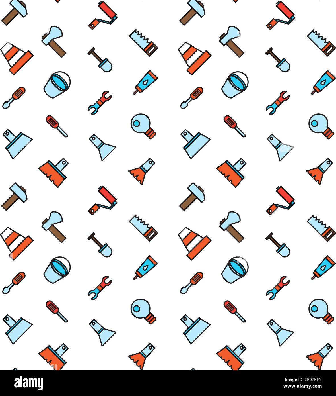Constructing and building icons seamless pattern. Repair symbols ...