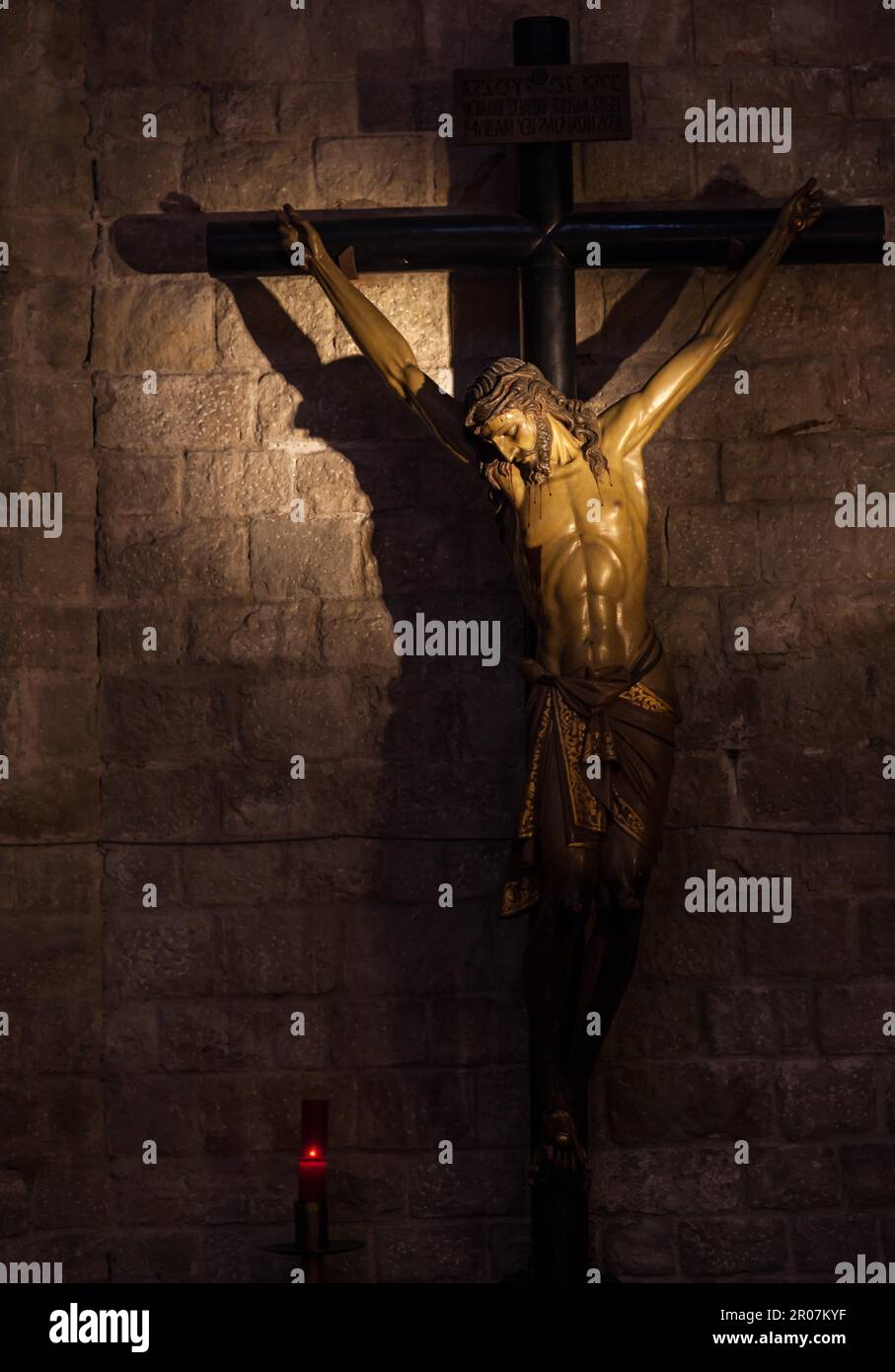 Old medieval crucifix in Italian church - made of wood Stock Photo - Alamy