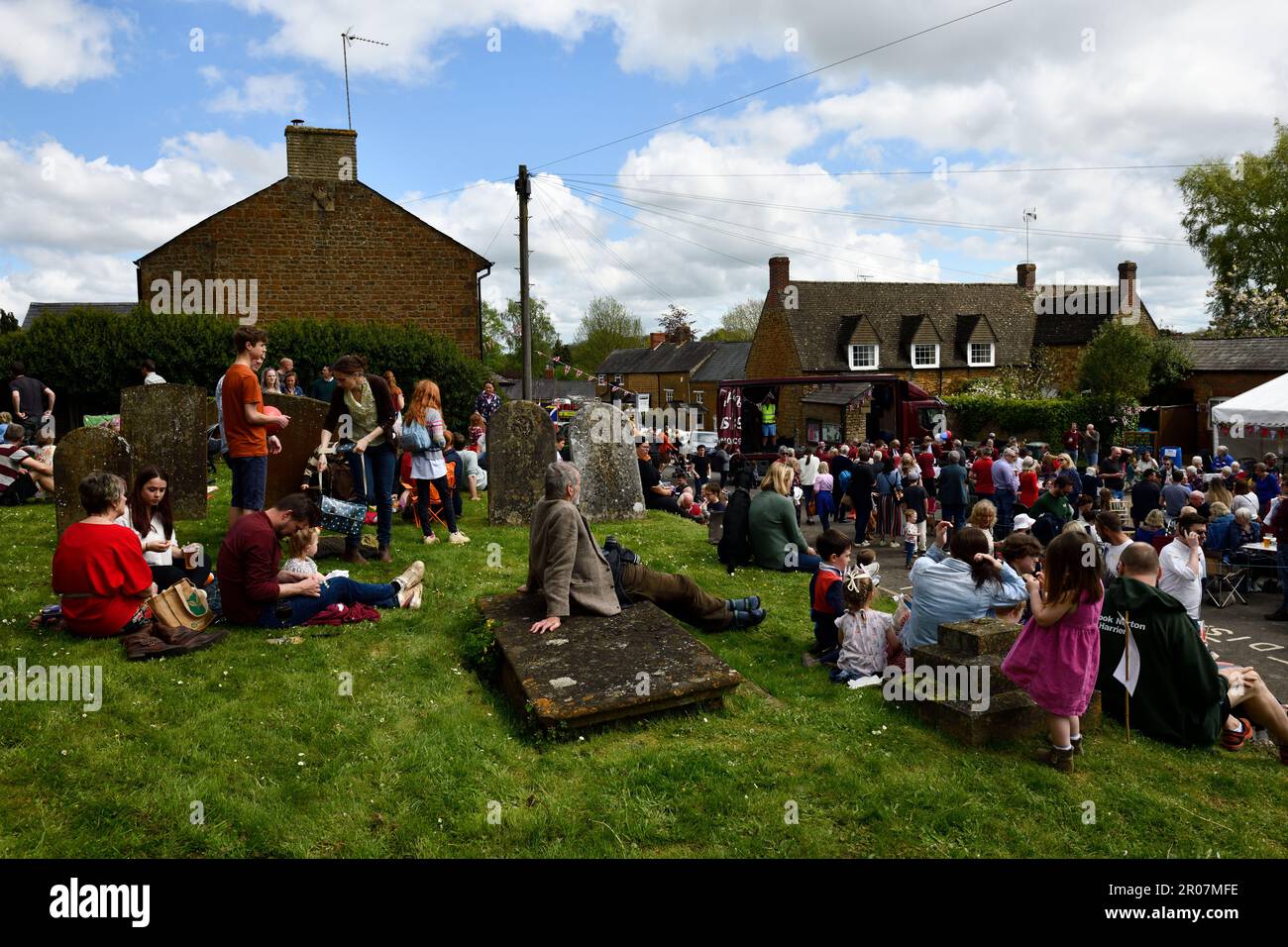People having Fun at the Street Party Hook Norton Oxfordshire England ...
