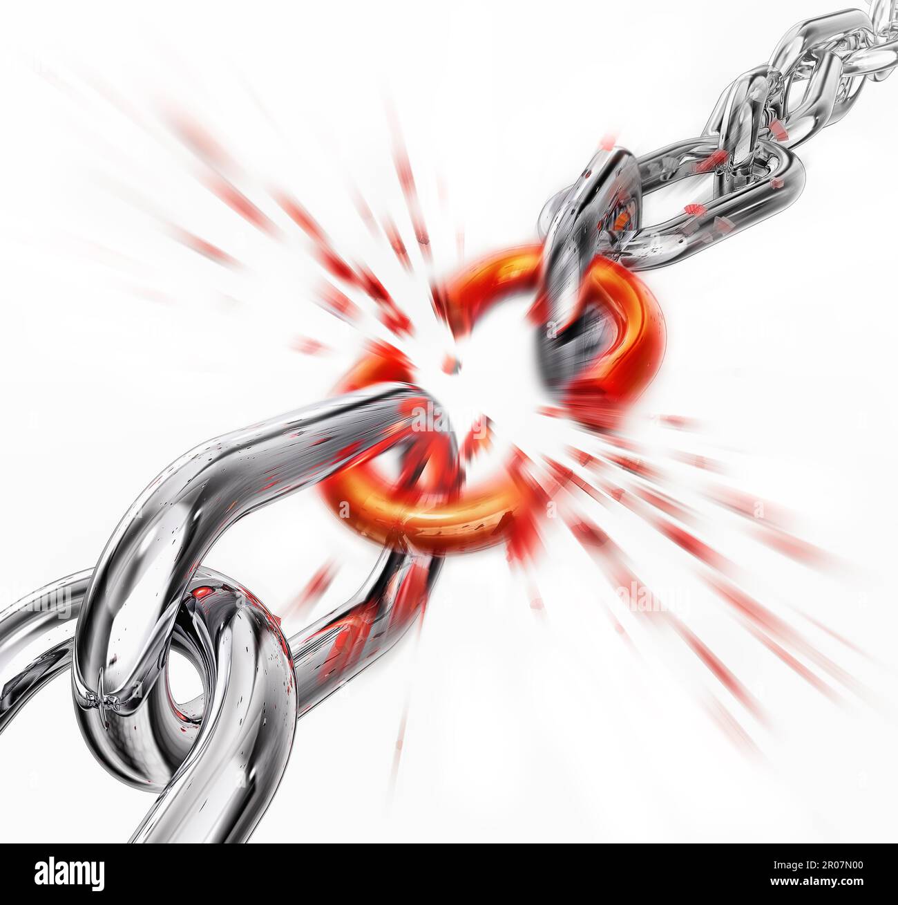 3D rendering of a broken chain Stock Photo - Alamy