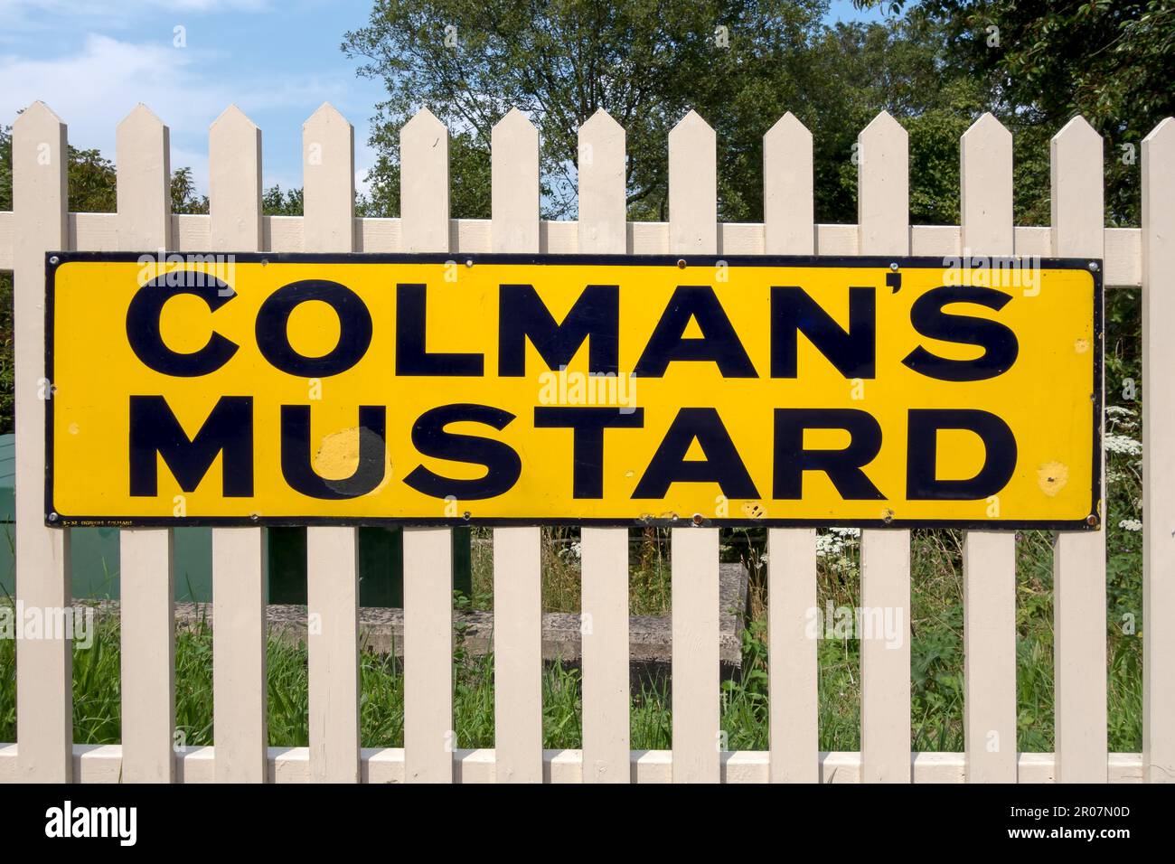 Colmans Mustard sign at Sheffield Park Station Stock Photo - Alamy