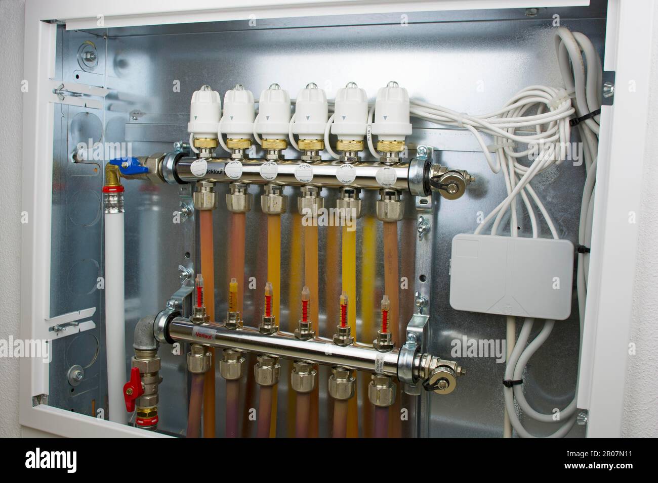 View of modern geothermal heat distributors Stock Photo - Alamy