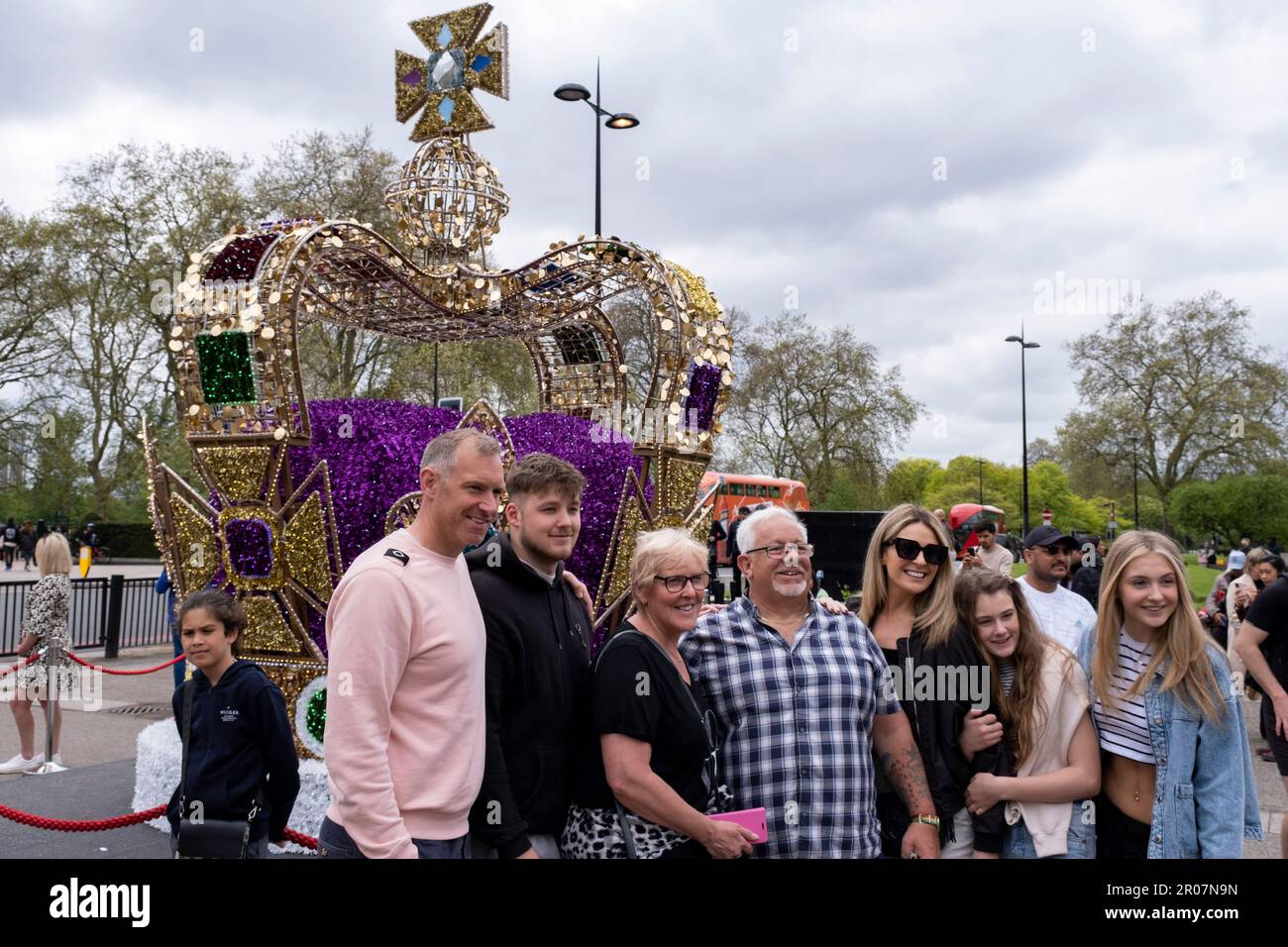 People take pictures of a giant 16’ replica of the crown which was used ...