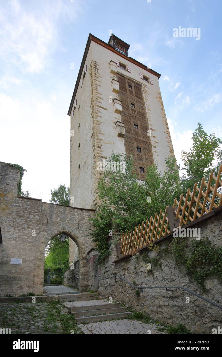 Rogue tower with historic city fortifications at Hohenberg Castle in ...