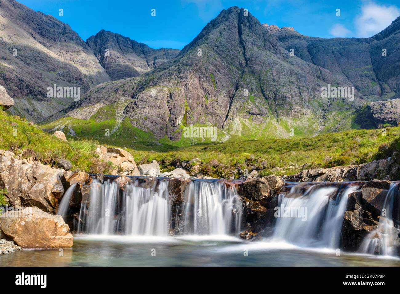 Small waterfall at the Fairy Pools on the Isle of Skye in Scotland ...