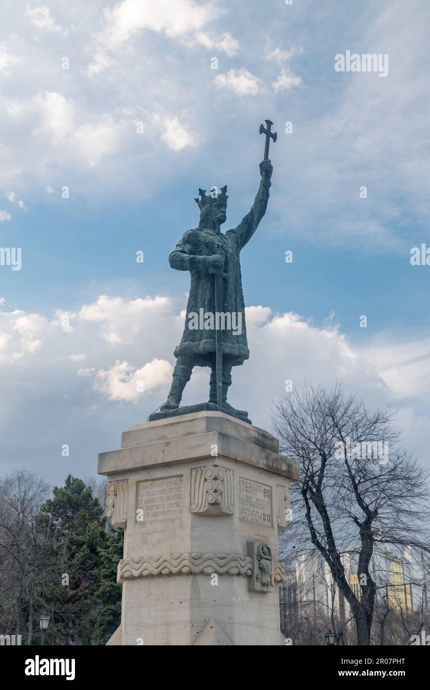 Chisinau, Moldova - March 8, 2023: Statue of King Stephen Stock Photo ...