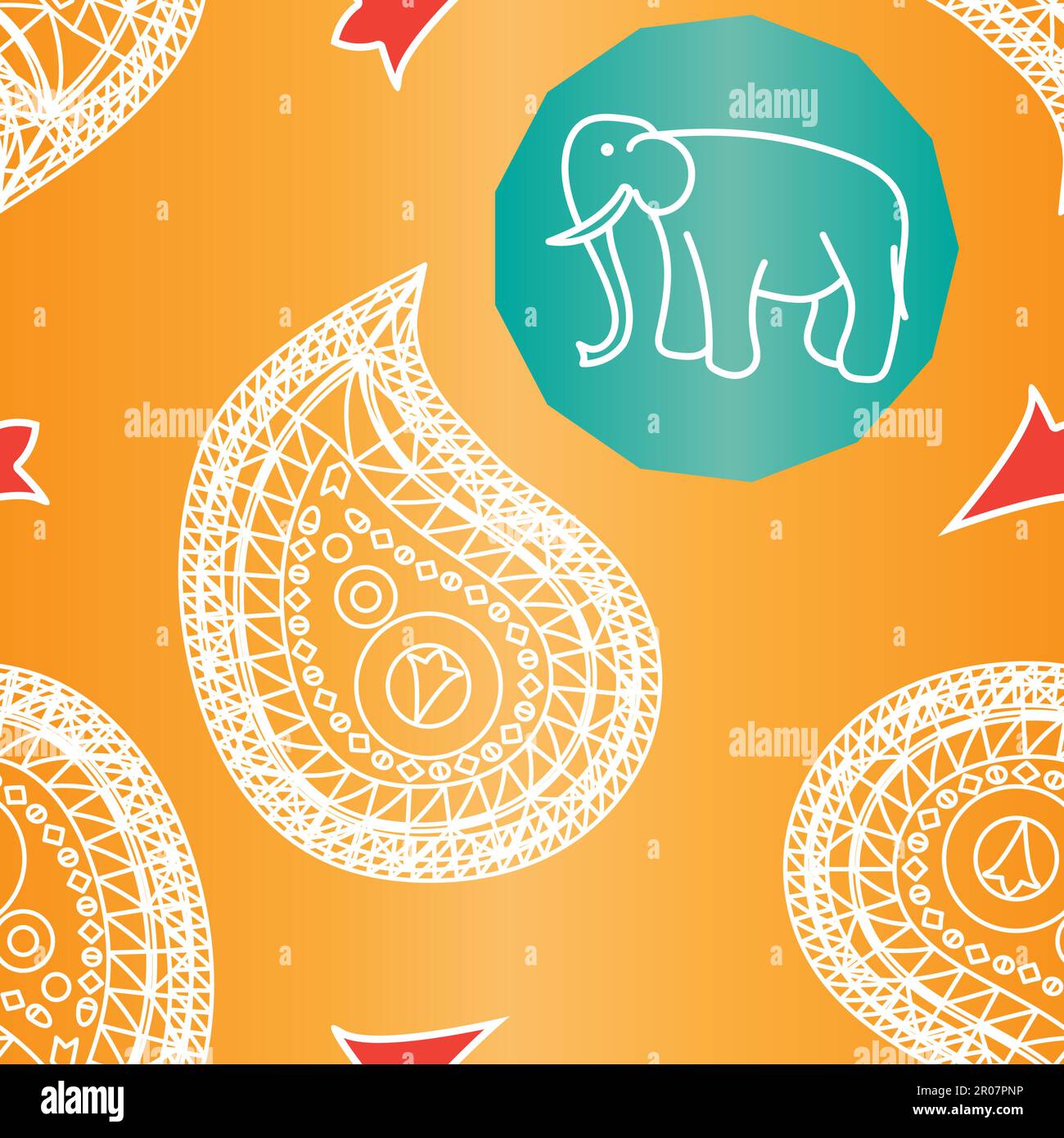 Seamless indian pattern and asian ornament with elephant. Vector Stock ...