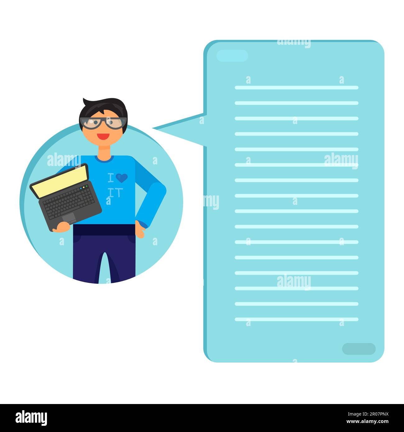 Employee with notebook. Programmer or admin with PC. Thinking list ...