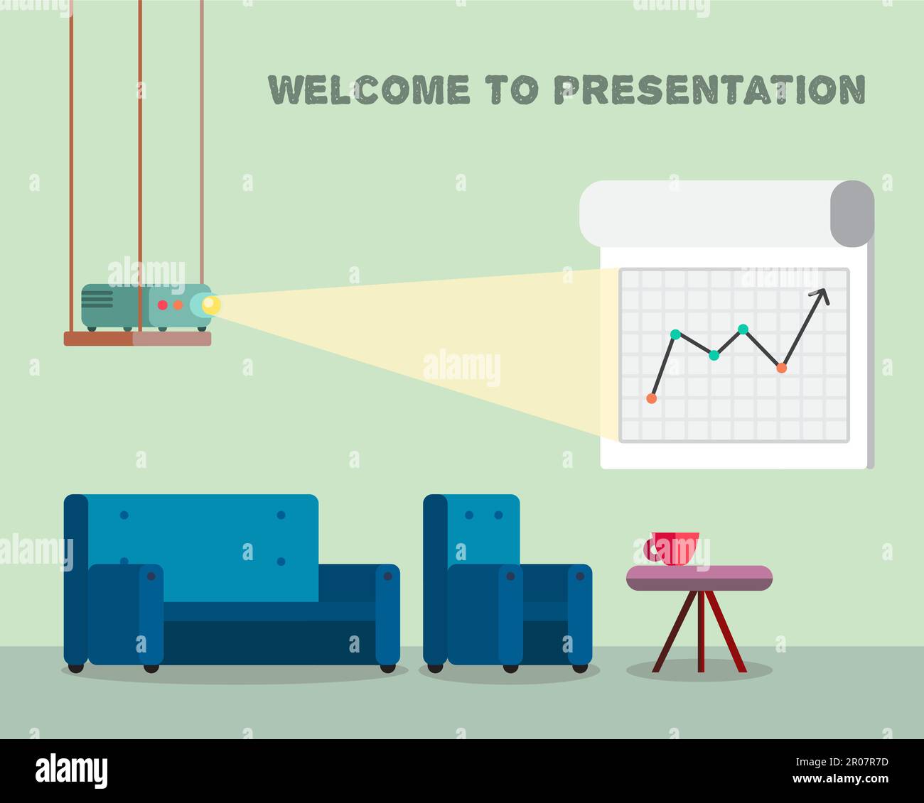 Office work room with projector, board bollard and comfortable seats ...