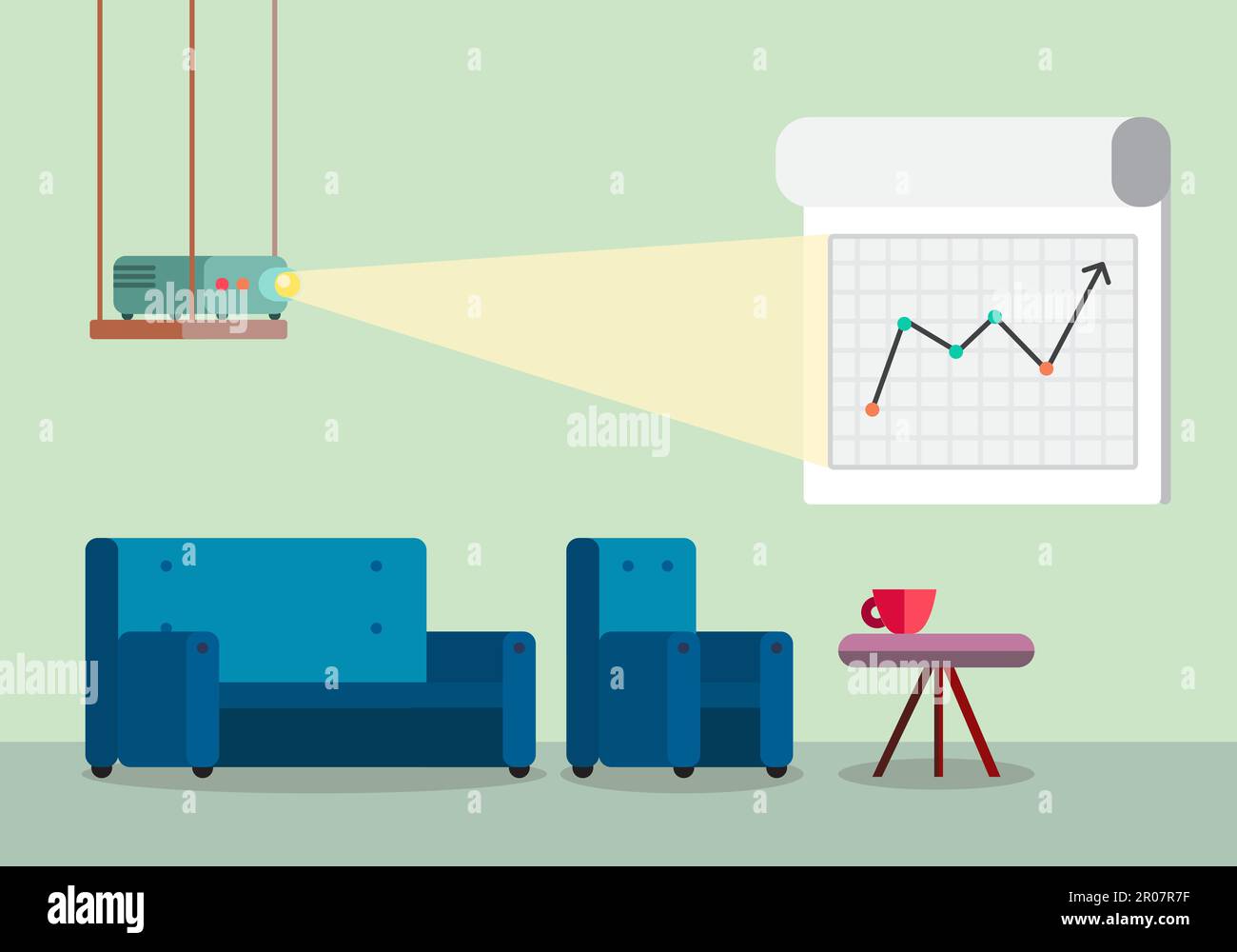 Office work room with projector, board bollard and comfortable seats ...