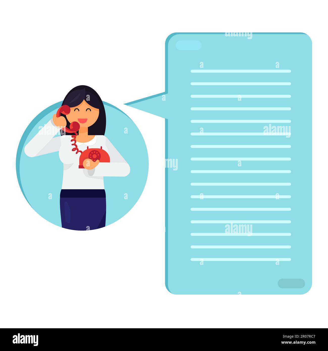 Office worker is talking on telephone. Thinking list. Template or blank ...