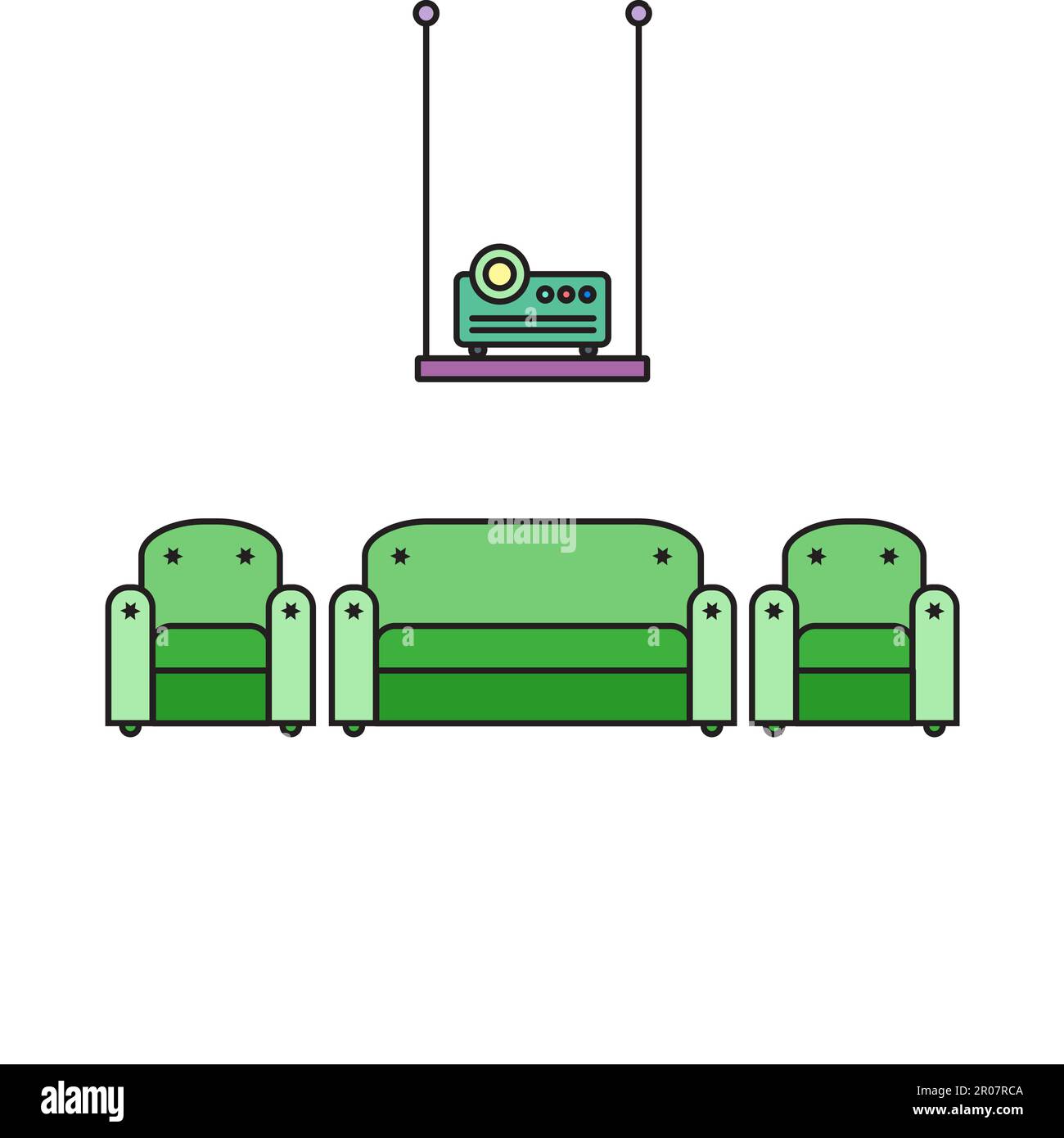 Office work room with projector and comfortable seats for multimedia ...